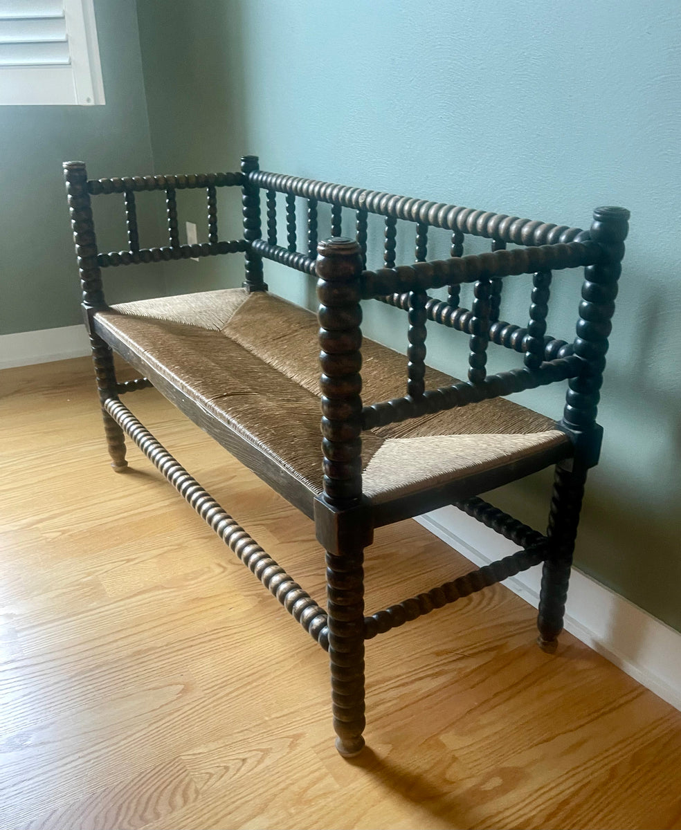 Vintage Bobbin Bench with Rush Seat and Twisted Legs, 1920 – The Little ...